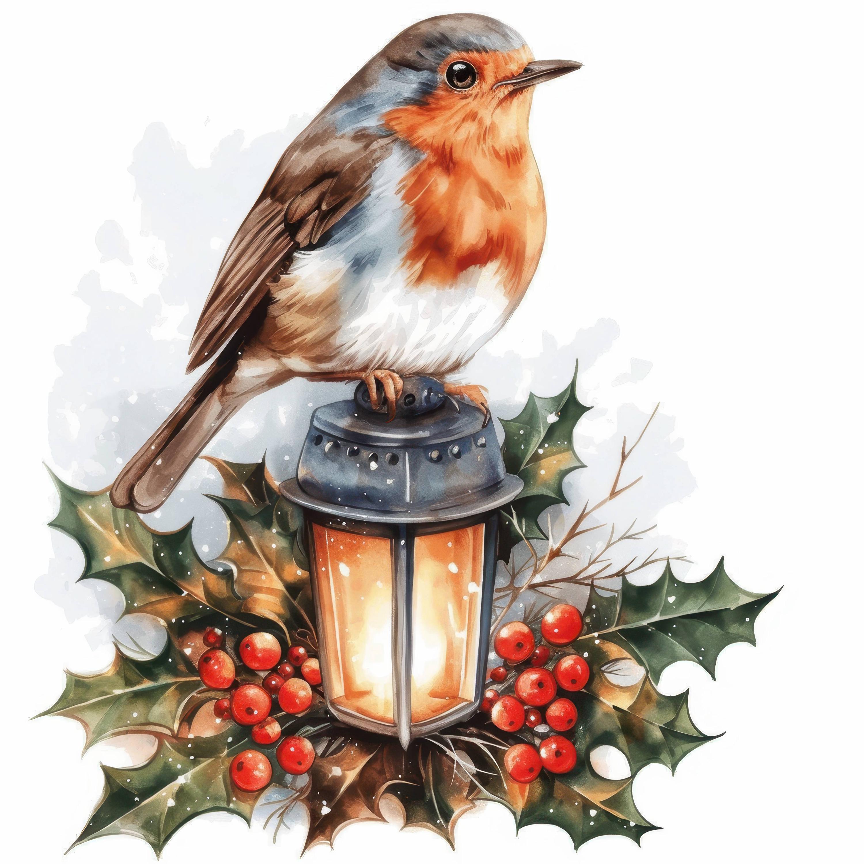 13 Cute Christmas Robins Clipart Bundle, Winter Robin Illustrations ...