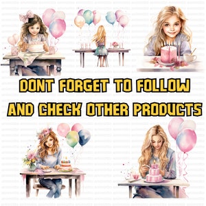 Watercolor Birthday Clipart Bundle, Birthday Cake Clipart Set, Colorful ...