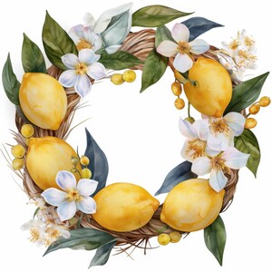 14 Lemon Border Clipart Bundle, Printable Watercolor Lemon Garland ...