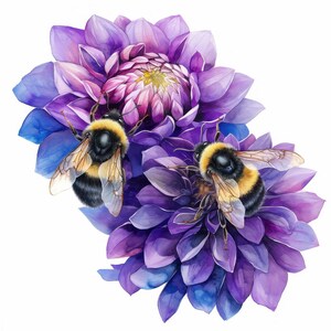 14 Bees and Flowers Clipart Bundle, Card Making Illustration, Printable ...