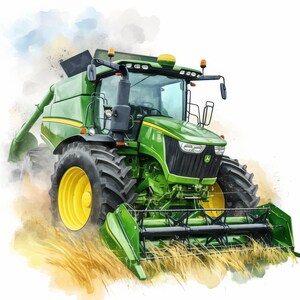 14 Combine Harvester Clipart Bundle, Farm Tractor Illustrations ...