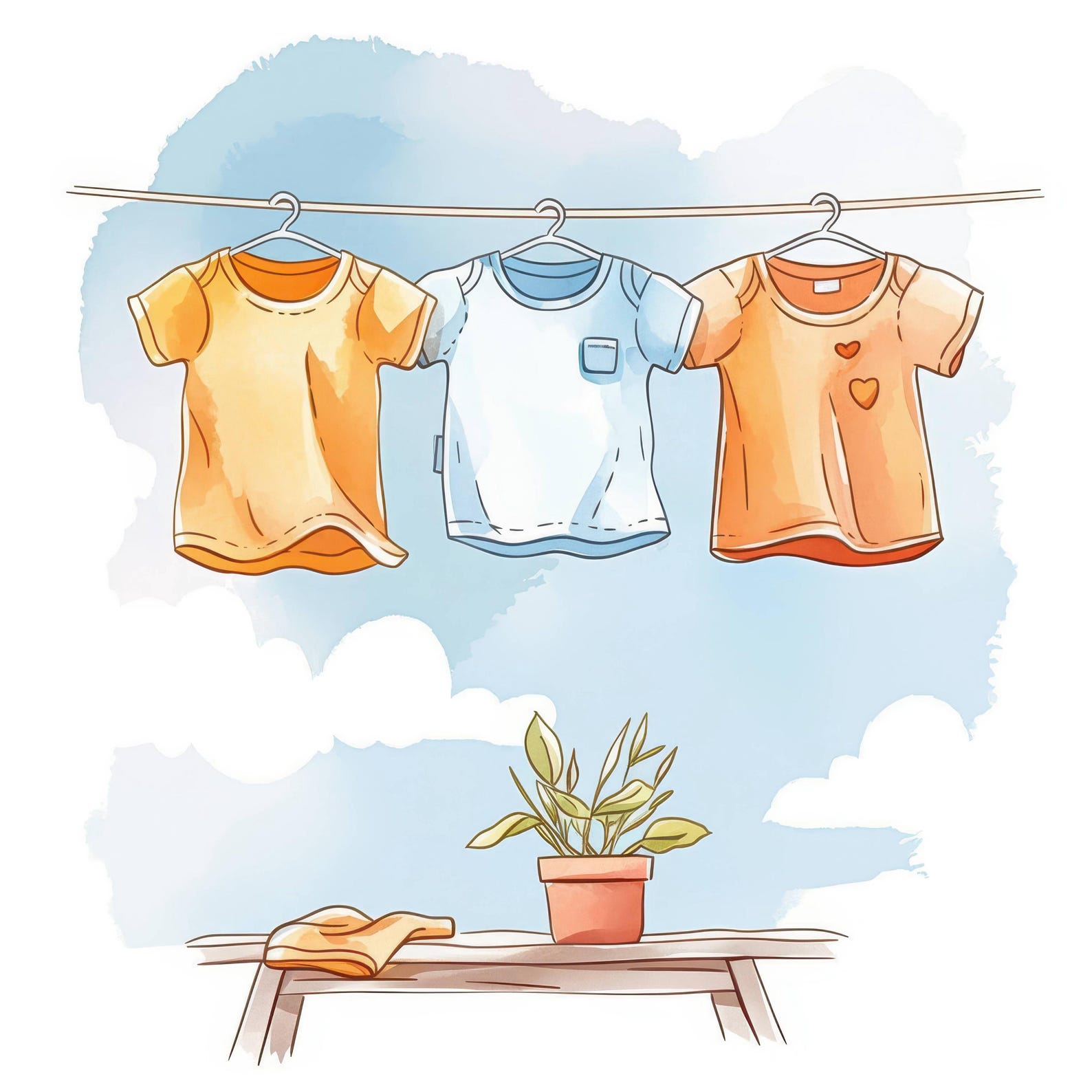 14 Clothesline Clothes Clipart Bundle, Laundry Images Illustrations ...