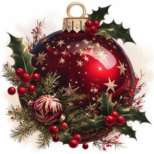 19 Red Christmas Ornaments Clipart Bundle, Christmas Decoration, High ...