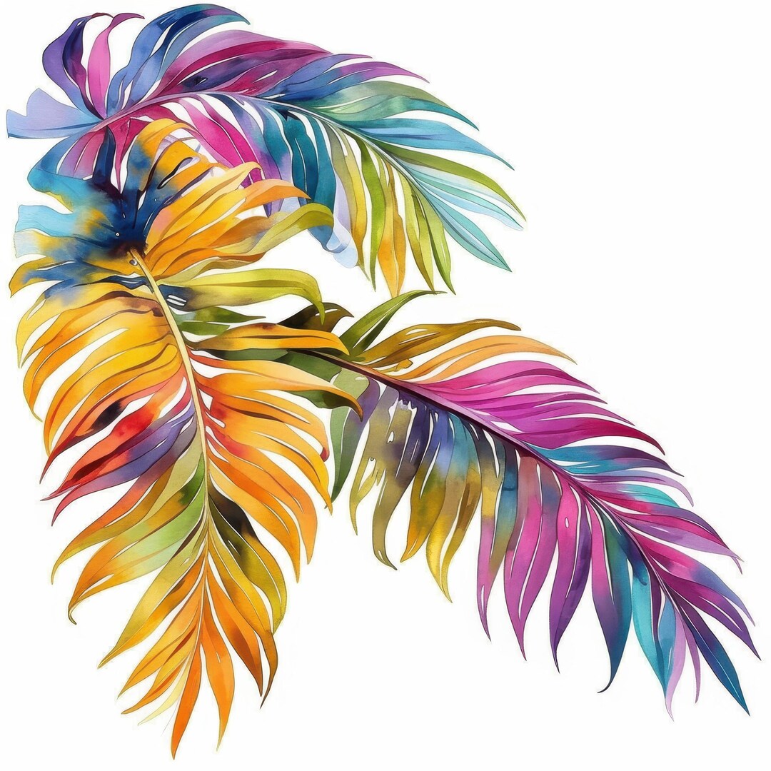 13 Tropical Leaves Clipart Bundle, Tropical Flowers Illustrations ...