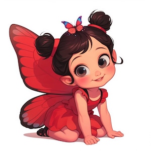 22 Cute Red Fairy Clipart Bundle, Kawaii Fairies Graphics, Fairy Baby ...