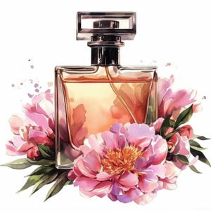 10 Perfume Bottle Clipart Bundle, Floral Bottles Illustrations ...
