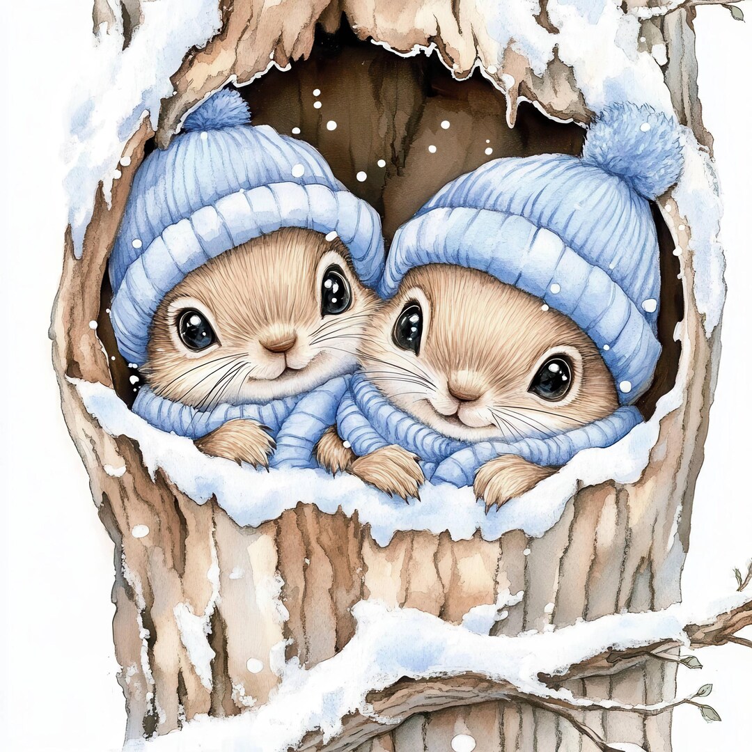 11 Winter Squirrels Clipart Bundle, Frosty Animal Illustrations ...