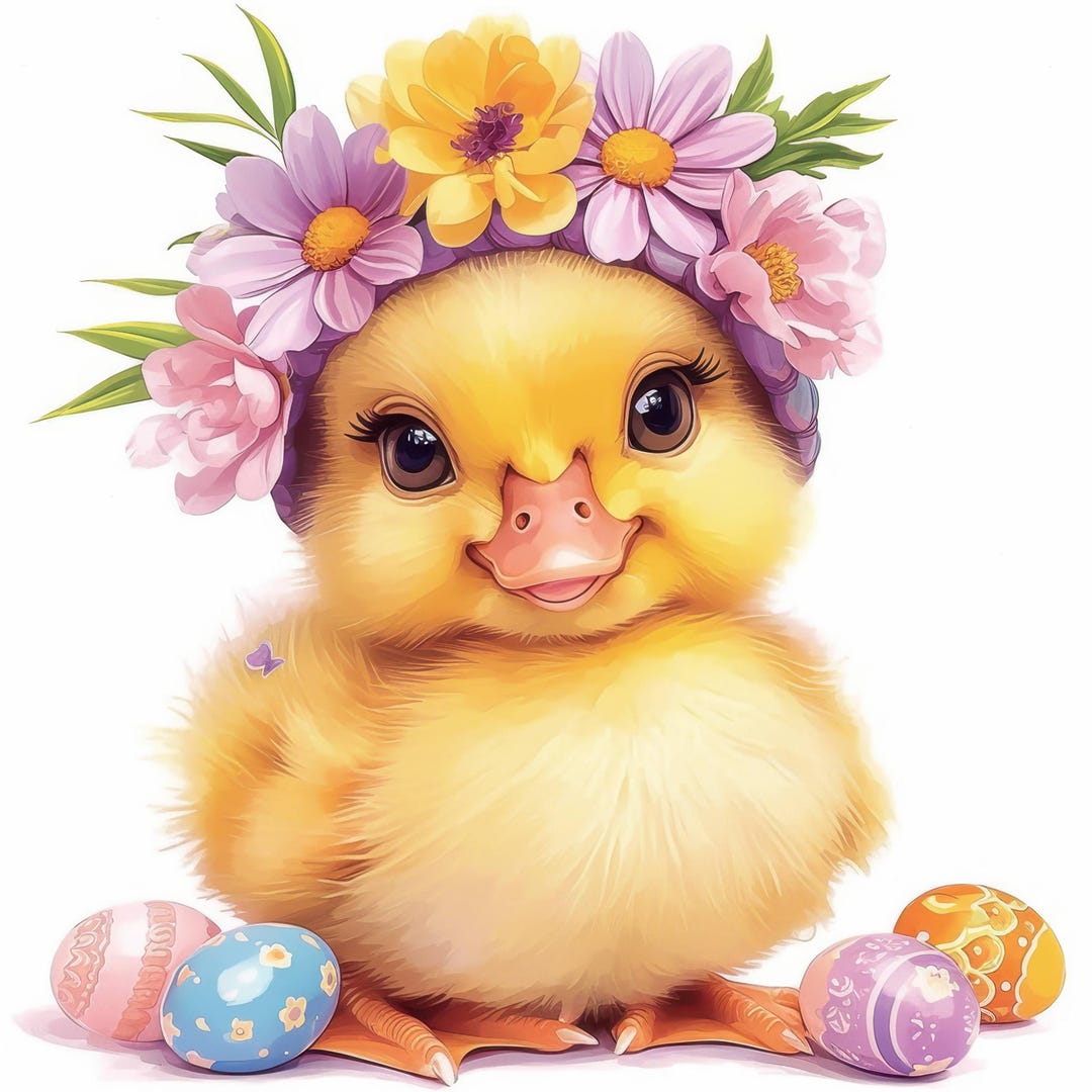 10 Easter Duck Clipart Bundle, Printable Watercolor Cute Duckling Egg ...