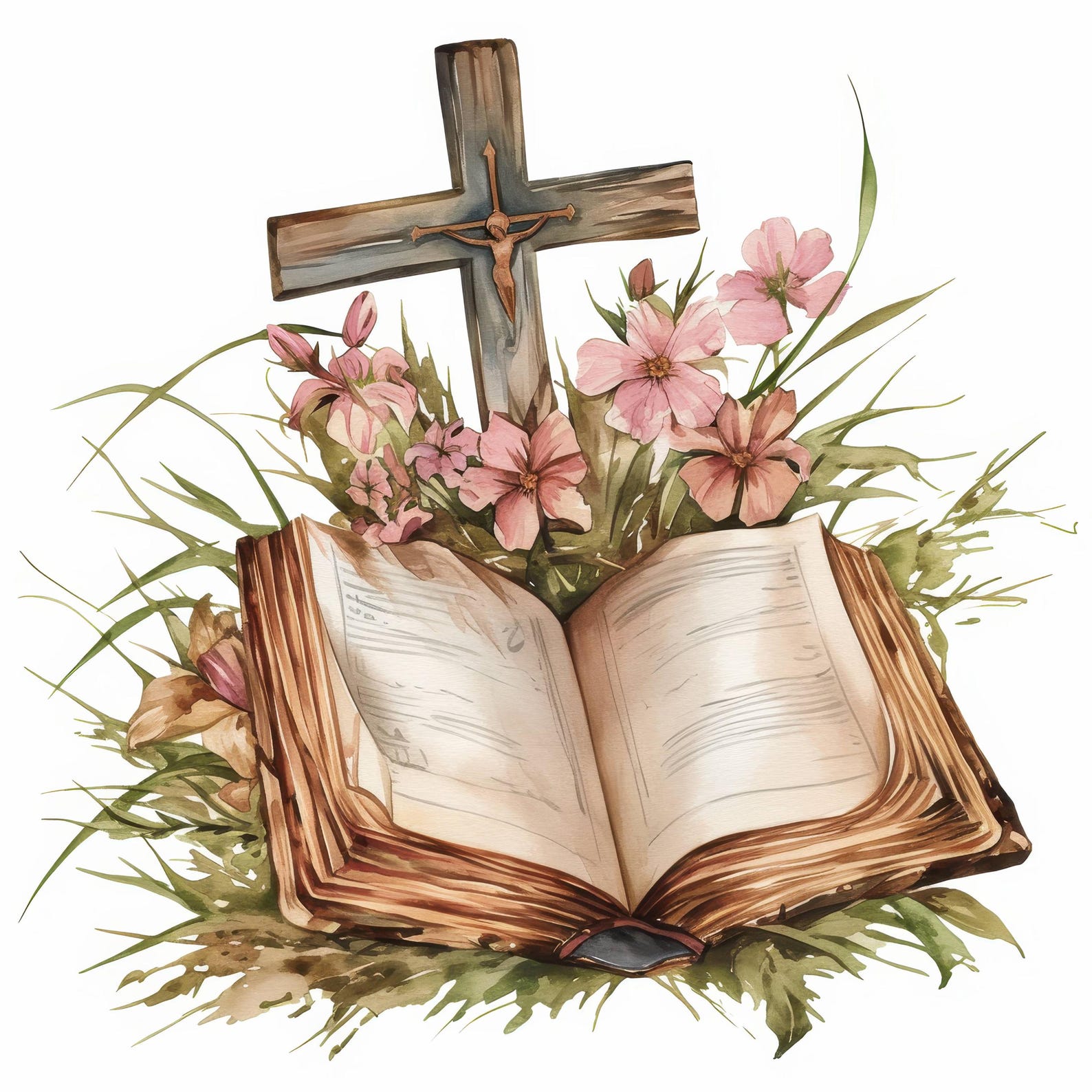 16 Floral Bible Clipart Set, Christian Religious Graphicss, Printable ...