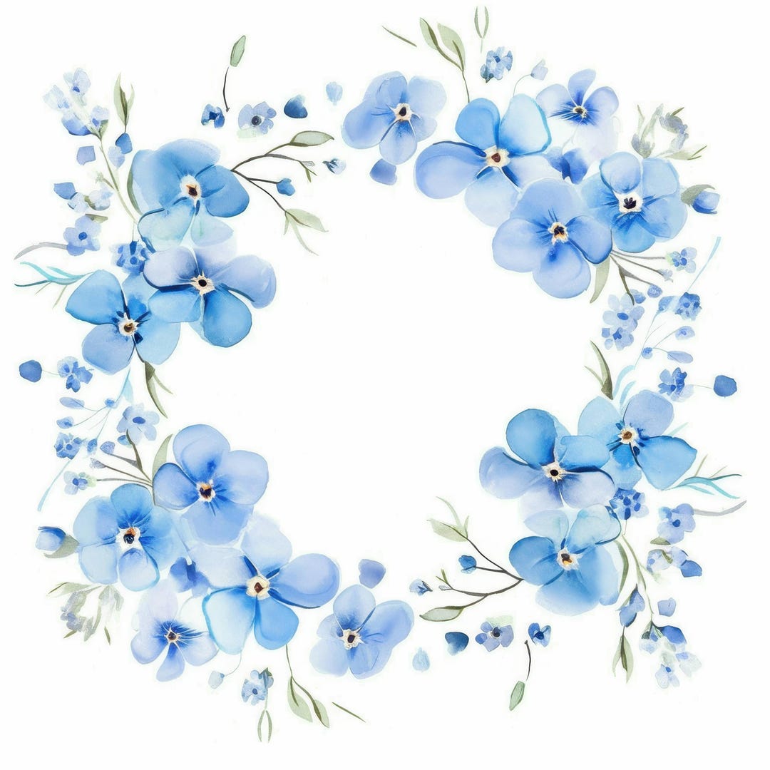 10 Forget Me Not Wreath Cliparts, Flower Garland Illustrations ...