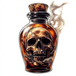 Skull Potions Clip Art 10 High Res Watercolor Jpgs Junk Journaling ...