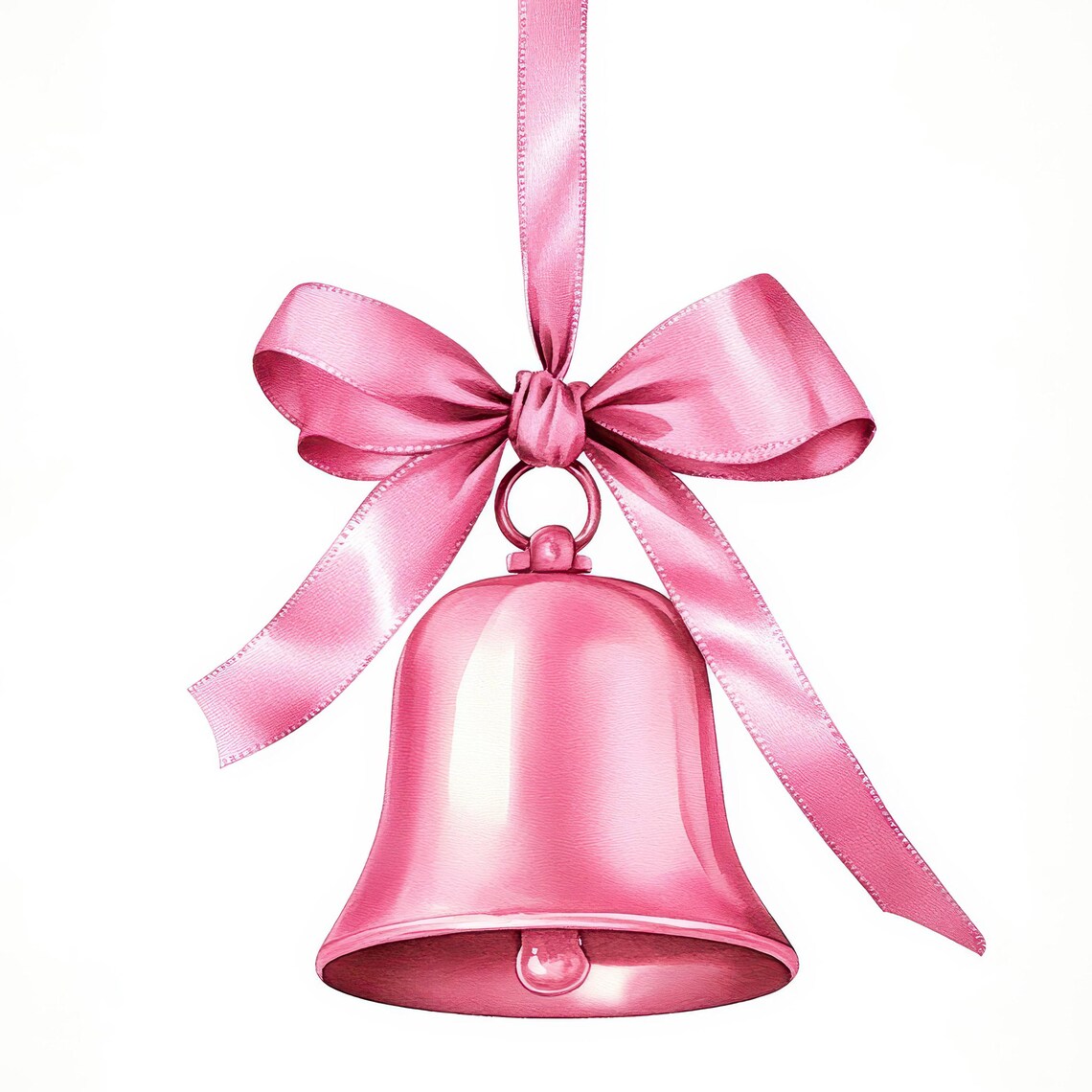 12 Powder Pink Bells Clipart Bundle, Printable Watercolor Vintage Bell ...