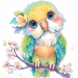17 Spring Parrots Clipart Bundle, Cute Parrot Images Illustration ...