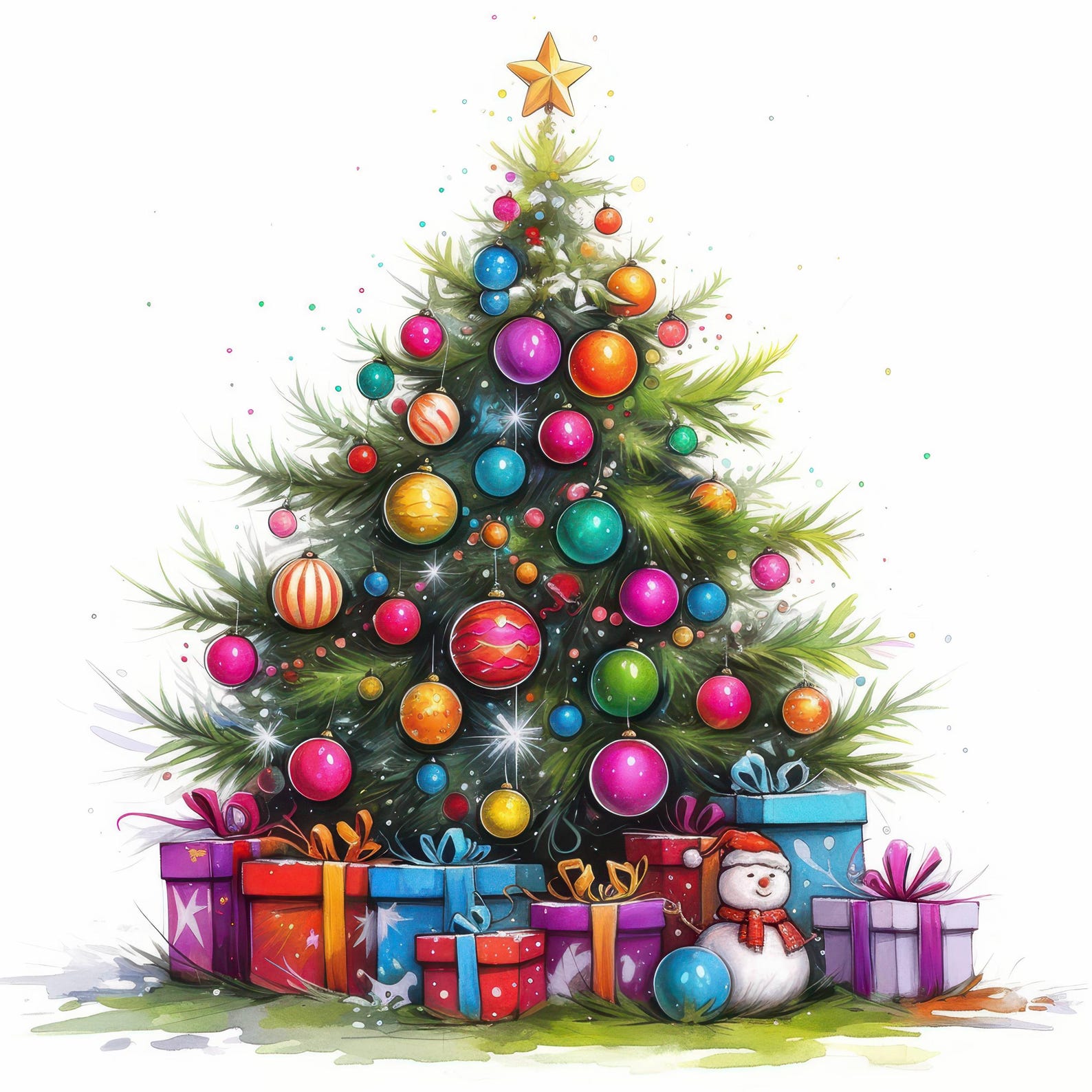 16 Fantasy Christmas Tree Clipart Bundle, Quirky Tree Illustrations ...