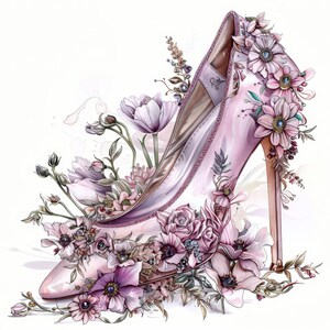 16 Floral Prom Shoes Watercolor Clipart Bundle, High Heels Clipart ...