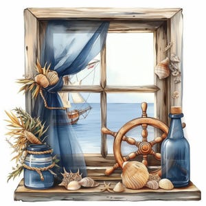18 Nautical Window Clipart Bundle, Nursery Images Illustrations ...