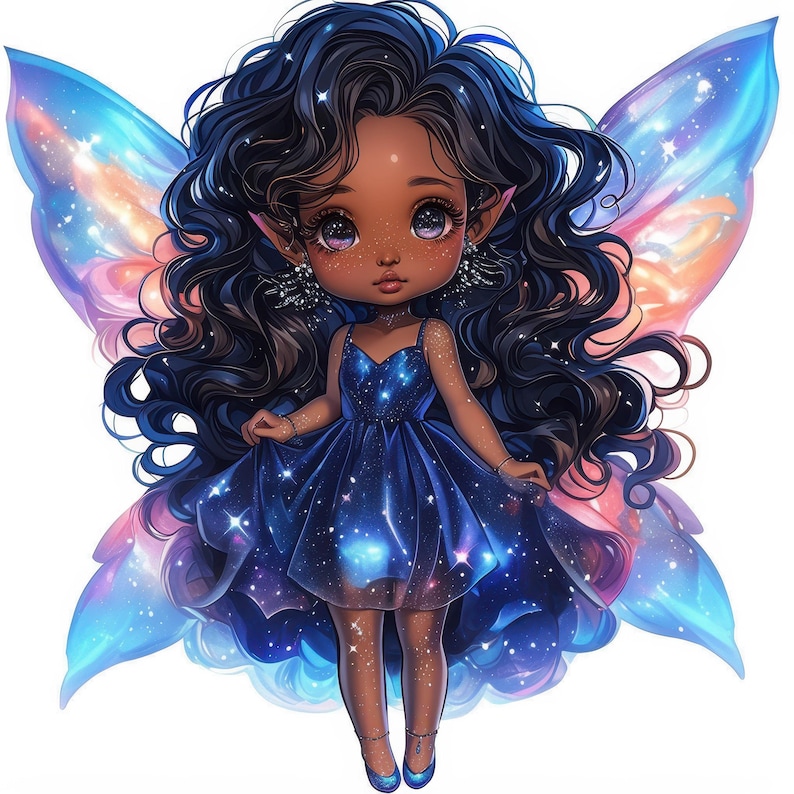 16 Black Fairy Girl Clipart Bundle, Cute Fairy Images Illustrations ...