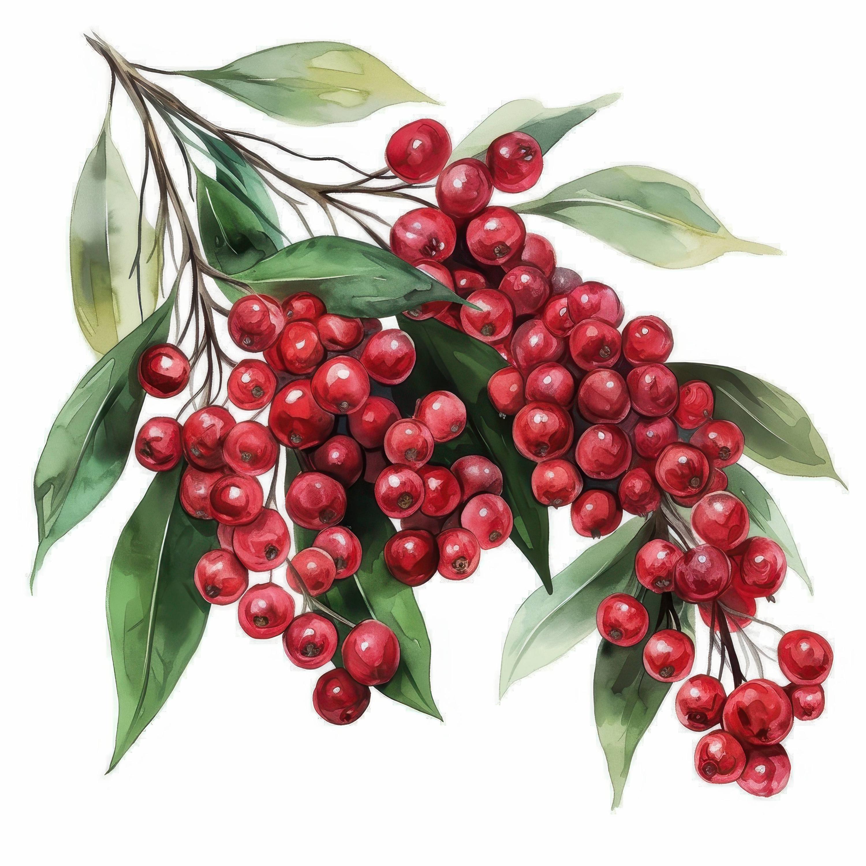 14 Cranberry Clipart Bundle, Cranberry Branch Illustrations, Printable ...