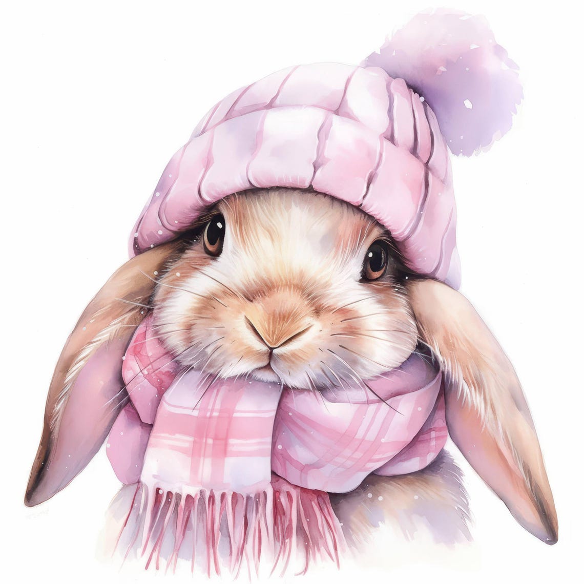 Cute Winter Bunny Clip Art 8 High Res Watercolor JPG Junk Journaling ...