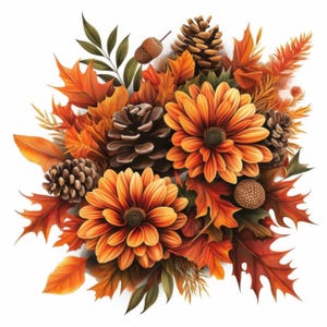 16 Autumn Fall Cluster Clipart Bundle, Fall Illustration, Printable ...