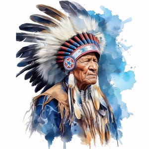 16 Native American Indian Chef Clipart Bundle, Watercolor Printable ...