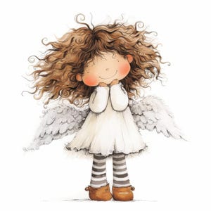 14 Playful Festive Angels Clipart Bundle, Printable Watercolor Angel ...
