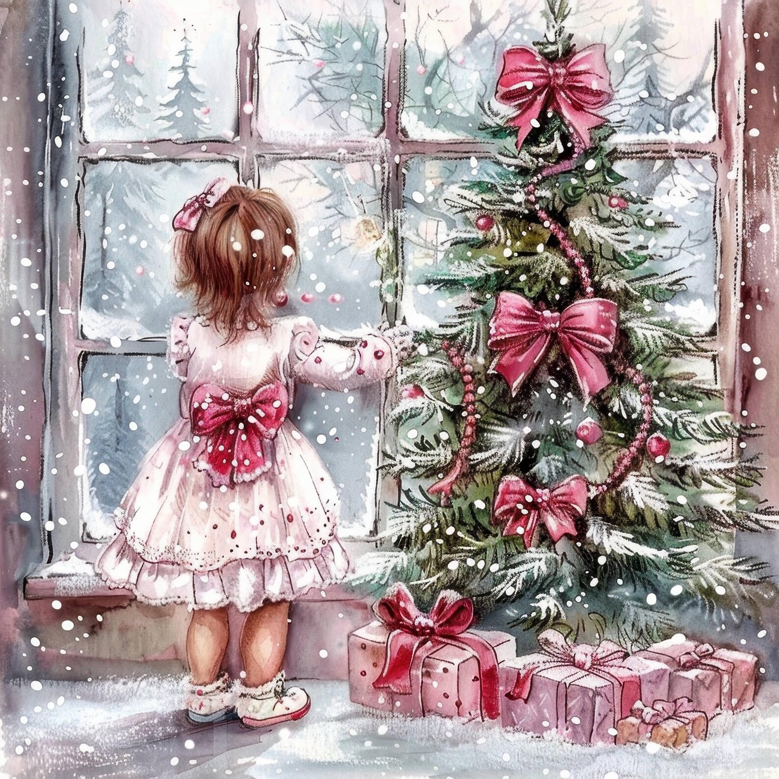 10 Victorian Christmas Tree Clipart Bundle, Festive Tree Illustrations ...