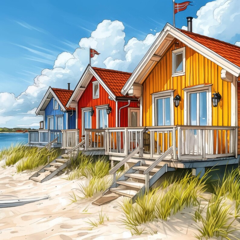 13 Seaside Cottages Clipart Bundle, Summer House Illustrations ...