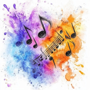 10 Watercolor Music Notes Clipart Bundle, Notes Illustrations ...