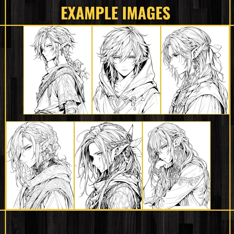 Anime Male Elves Adult Coloring Book 80 Handsome Coloring Pages ...