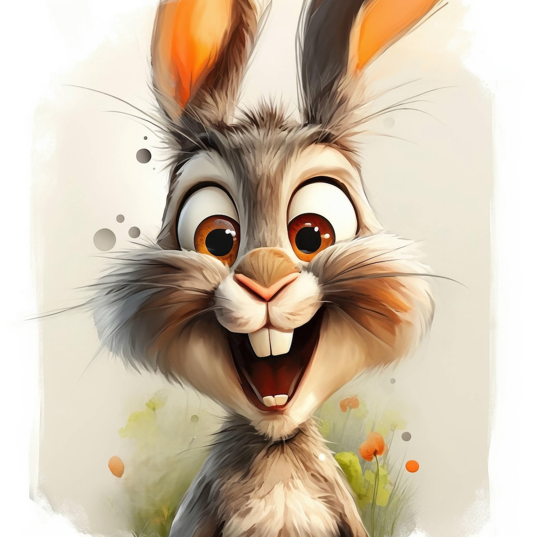 15 Funny Hare Portrait Clipart Bundle, Happy Hare Illustrations ...