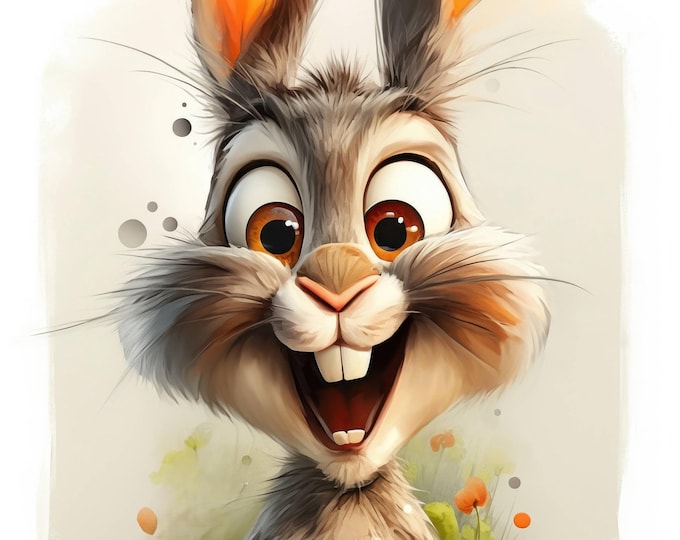 12 Hare Clipart | Happy Hares | Printable Watercolor Clipart Rabbit ...