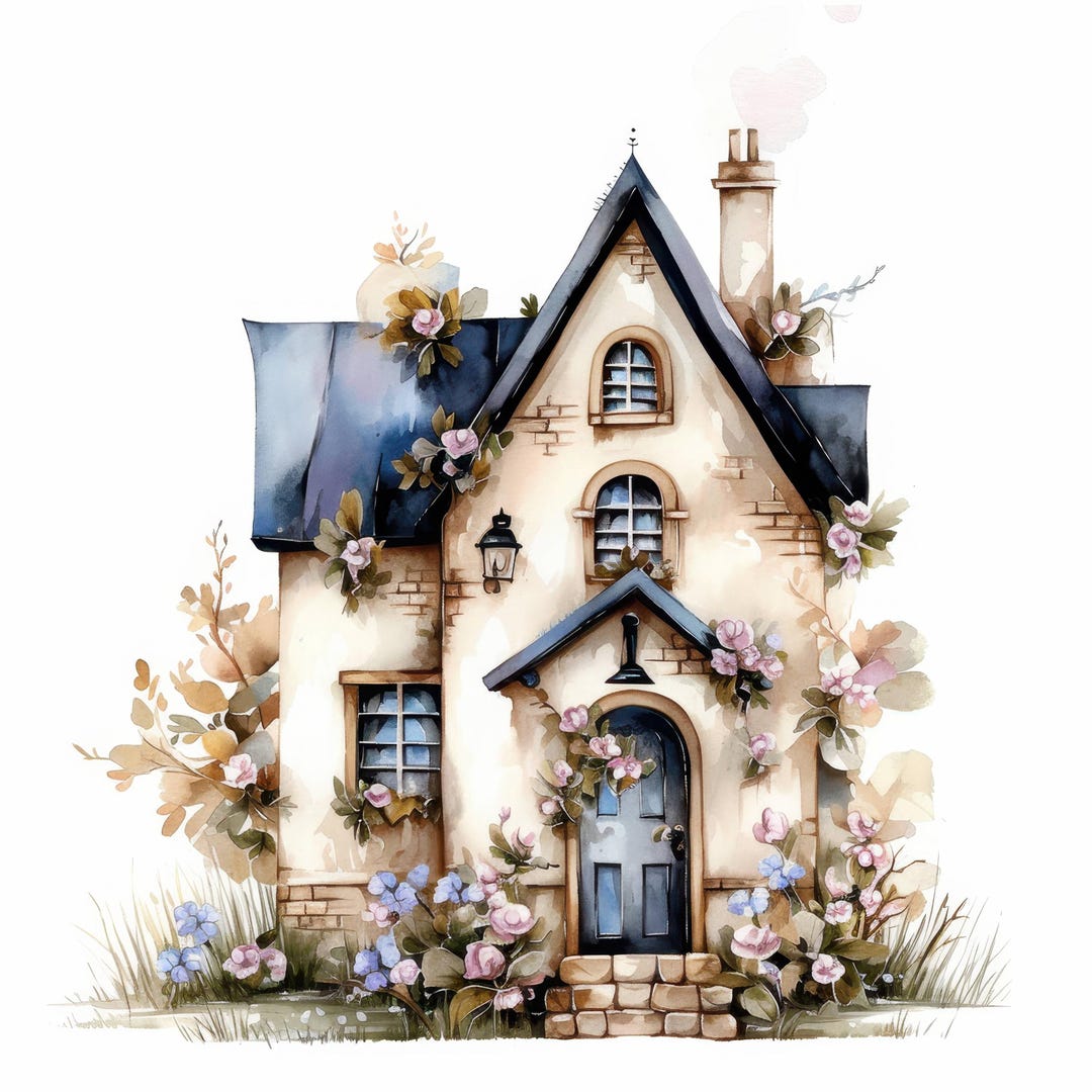 11 Spring House Clipart Bundle, Floral House Print Illustrations ...