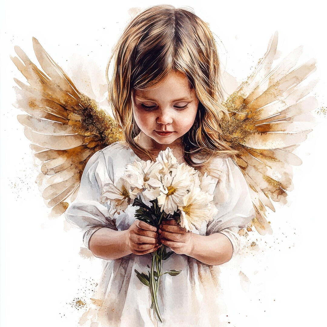15 Floral Angel Clipart Bundle, Angel and Flower Clipart, Digital ...