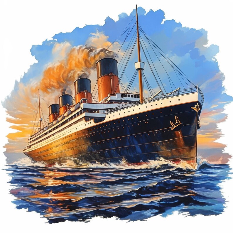 10 Titanic Clipart Bundle, Titanic Prints Images Illustrations ...