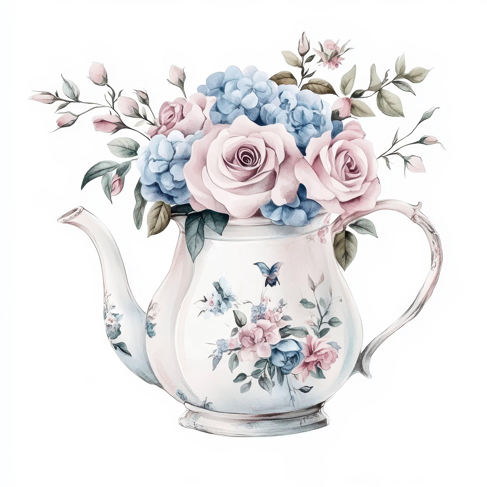 20 Retro Teapot With Floral Patterns Clipart Bundle, Printable ...