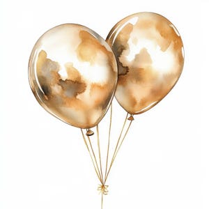 26 Golden Balloons Clipart Bundle, Birthday Party Balloons, Printable ...