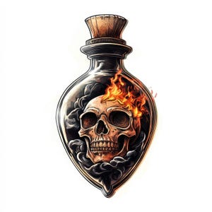 Skull Potions Clip Art 10 High Res Watercolor Jpgs Junk Journaling ...