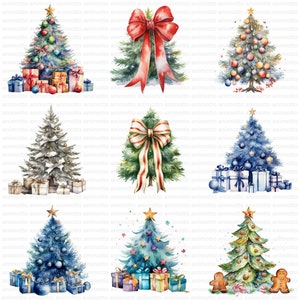 Watercolor Christmas Tree Clipart Bundle | Painted Tree Bundle ...