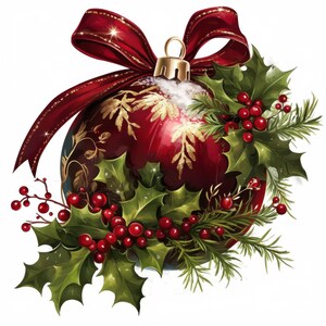 19 Red Christmas Ornaments Clipart Bundle, Christmas Decoration, High ...