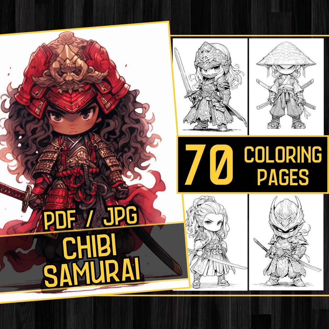 Chibi Samurai Anime Chibi Adult Coloring Book 70 Coloring Page, Anime ...