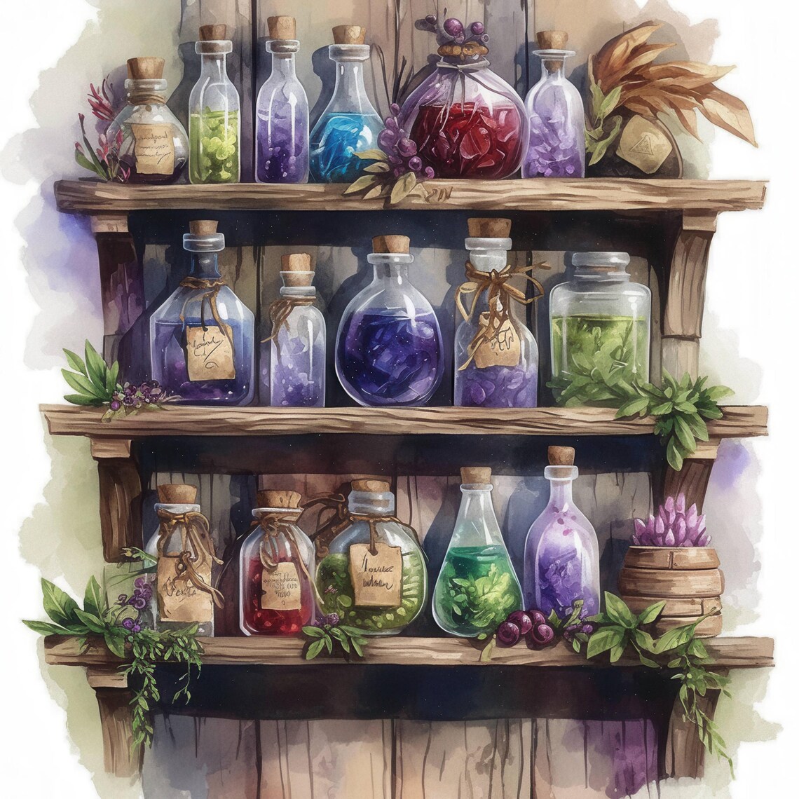 17 Witchs Apothecary Clipart Bundle, Magical Halloween Illustrations ...