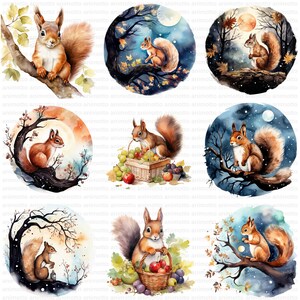 Watercolor Squirrels Clipart Bundle, Happy Squirrel PNG Graphics ...