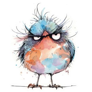 12 Cartoon Birds Clipart Set, Whimsical Bird Illustrations, Printable ...