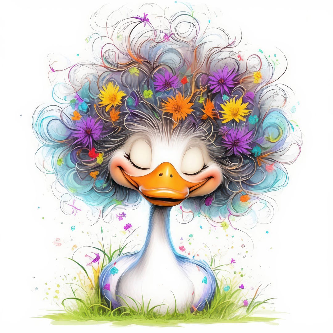 12 Whimsical Duck Clipart Bundle, Watercolor Quirky Duck Printable ...