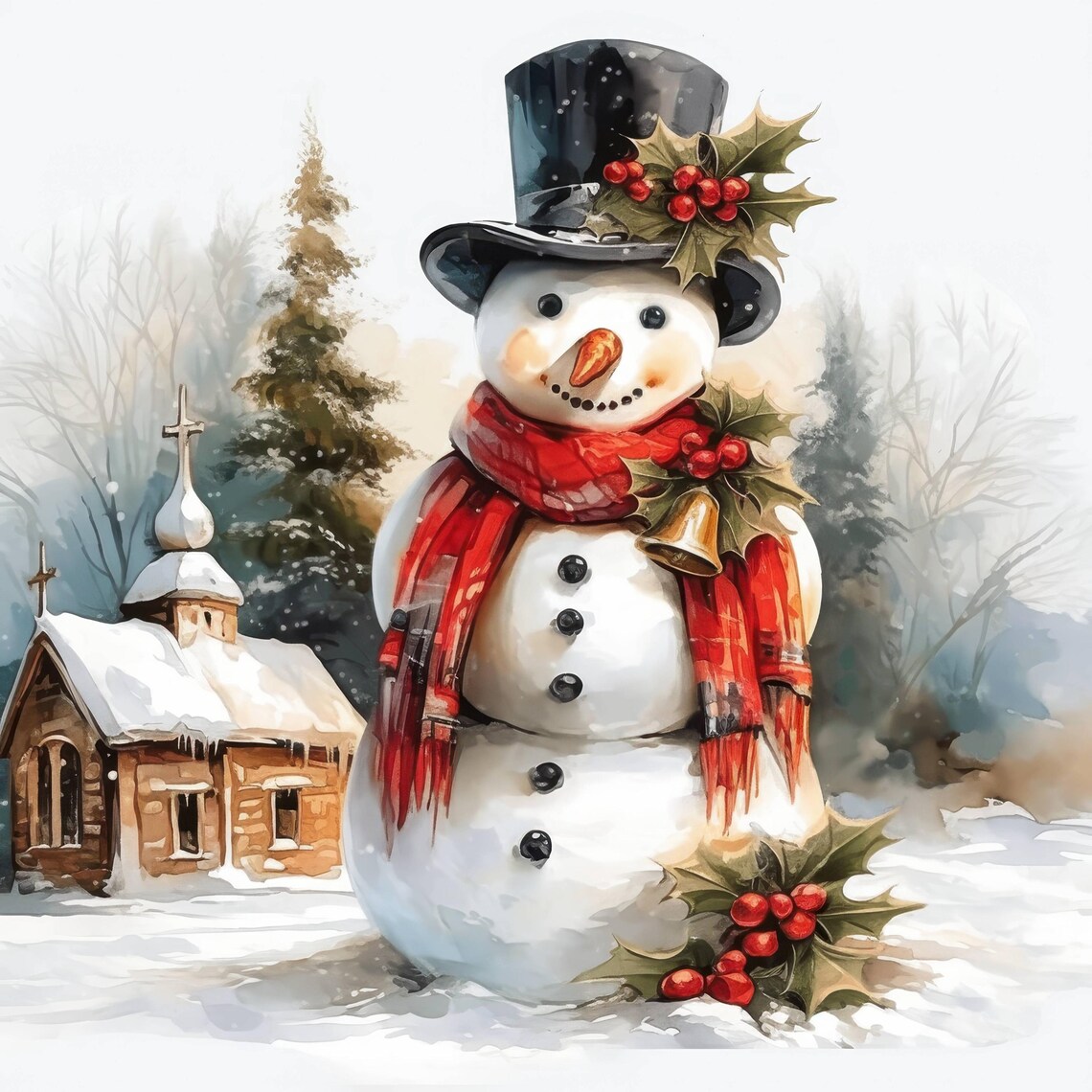 10 Snowman Digital Card Clipart Bundle, Christmas Print Graphics ...