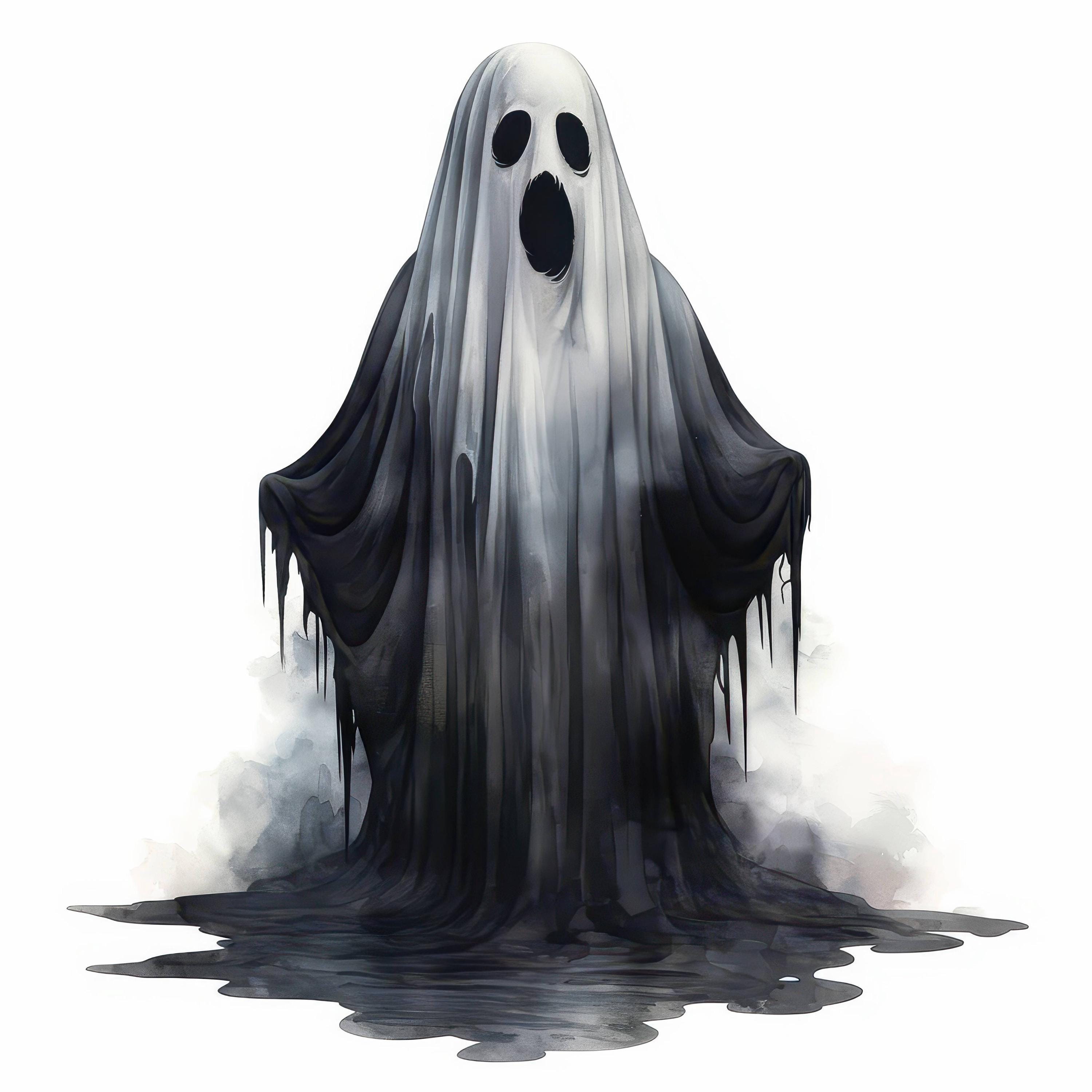 14 Halloween Ghost Clipart Illustration Bundle, Printable Watercolor ...