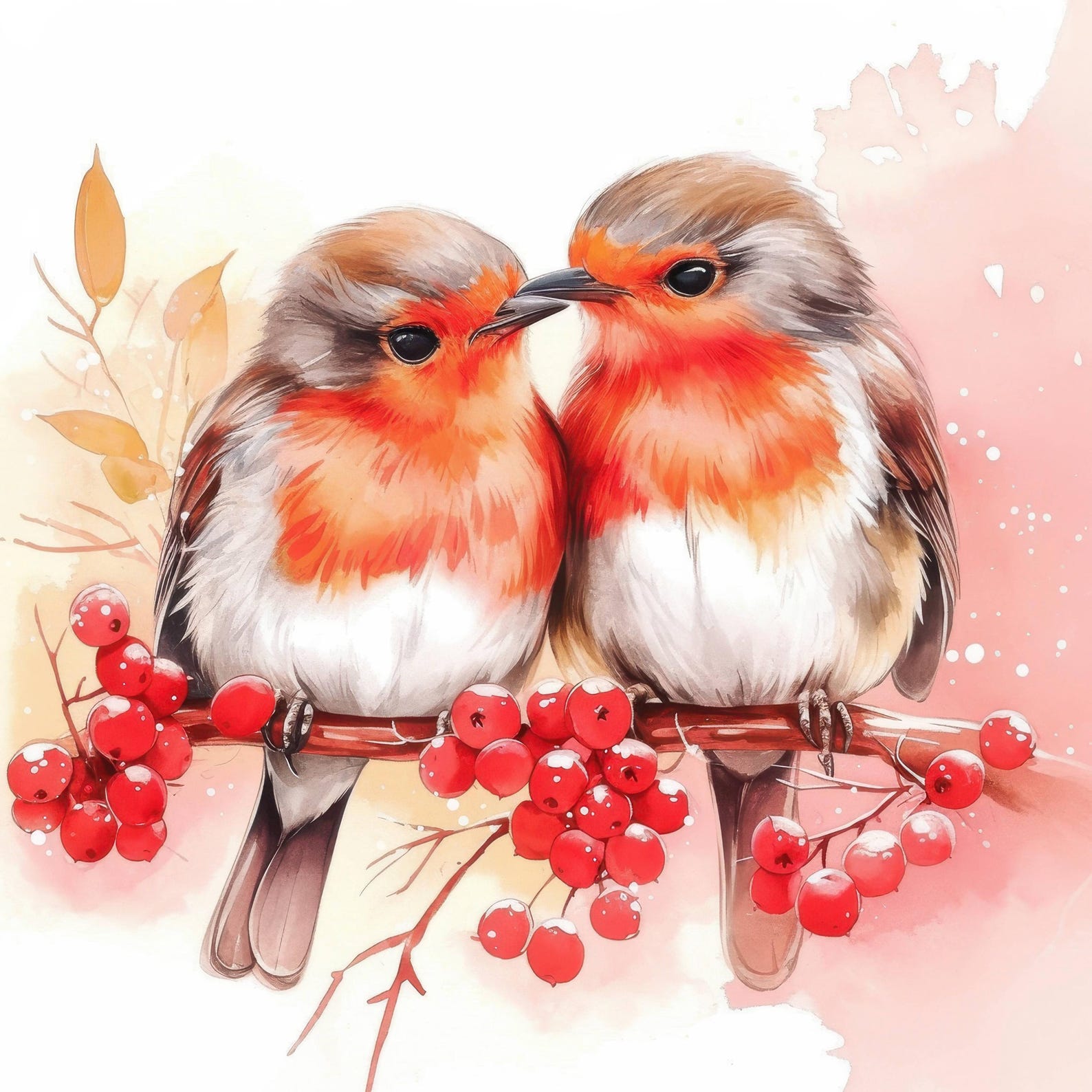 16 Christmas Robin Couple Clipart Bundle, Xmas Robin Bird Images ...