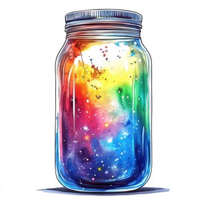 19 Rainbow Jars Clipart Bundle, Rainbow in a Jar Illustrations, High ...