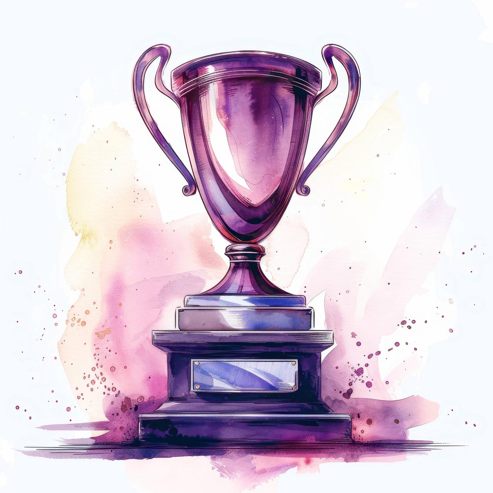 15 Purple Winner Trophy Clipart Bundle, Printable Watercolor Clipart ...